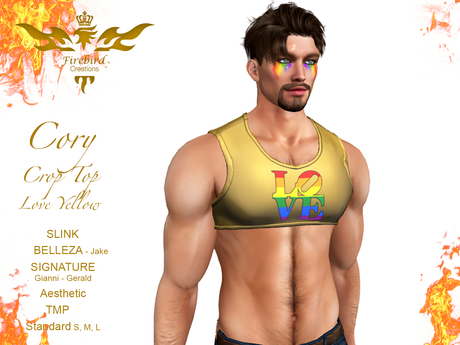 Second Life Marketplace - Firebird Cory Crop Top Love Yelllow